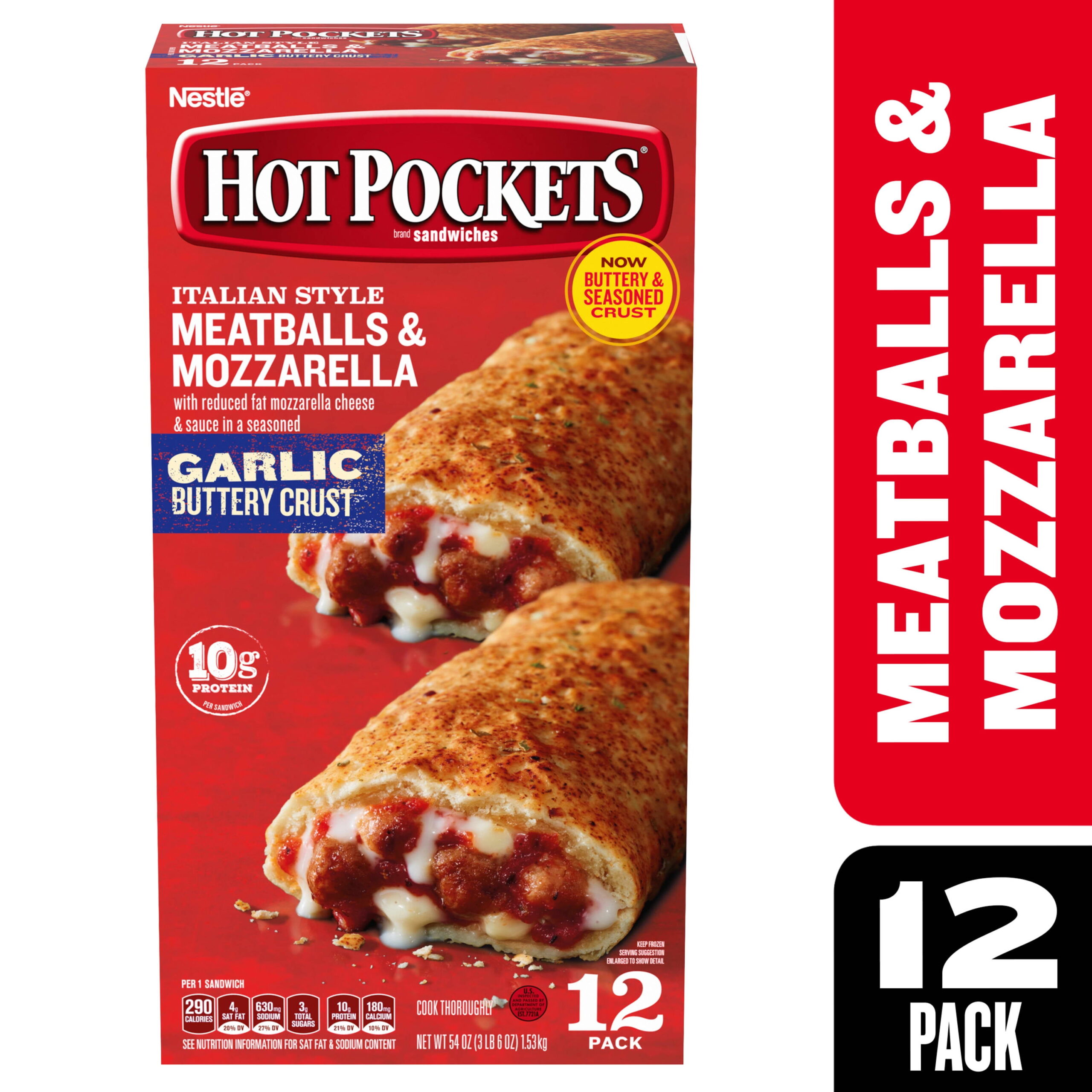 Hot Pockets Frozen Snack Italian Style Meatballs & Mozzarella Garlic ...